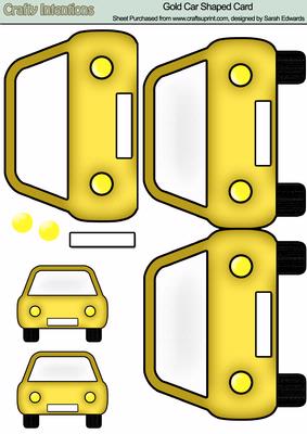 Gold Car Shaped Card with 3D - CUP14287_172 | Craftsuprint
