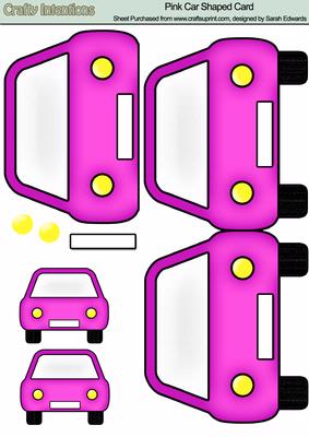 Pink Car Shaped Card with 3D - CUP14288_172 | Craftsuprint