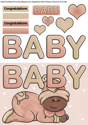 Baby Girl A5 Quick Card (2) - CUP152134_172 | Craftsuprint