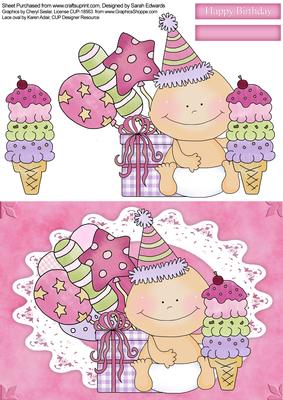 Baby Girl's Birthday A5 Quick Card - CUP167546_172 | Craftsuprint