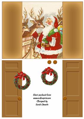 Santa with His Reindeer Gate Fold Door Card - CUP18698_172 | Craftsuprint