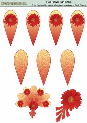 Red Flower Fan Sheet - CUP22071_172 | Craftsuprint