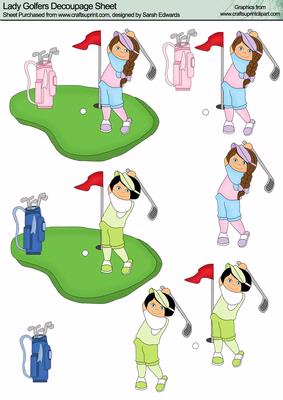 Lady Golfers Decoupage Sheet - CUP31524_172 | Craftsuprint