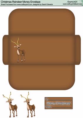 Christmas Reindeer Money Envelope - CUP31720_172 | Craftsuprint