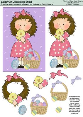 Easter Girl Decoupage Sheet - CUP38490_172 | Craftsuprint