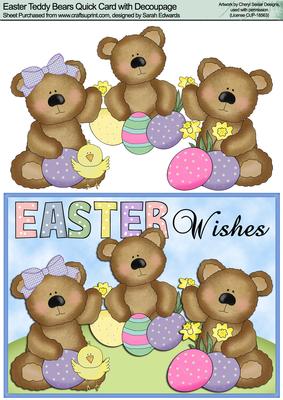 Easter Teddy Bears Quick Card with Decoupge - CUP40514_172 | Craftsuprint