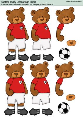 Football Teddy Decoupage Sheet - CUP62792_172 | Craftsuprint