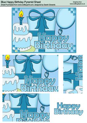 Blue Happy Birthday Pyramid Sheet - CUP67065_172 | Craftsuprint