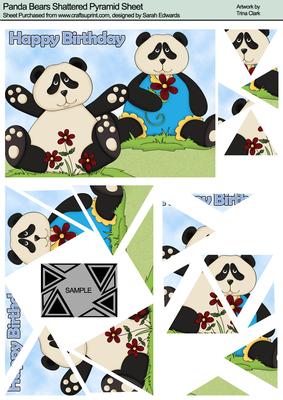 Panda Bears Shattered Pyramid Sheet - CUP73345_172 | Craftsuprint
