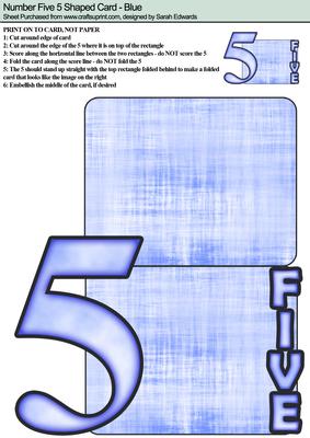 Number Five 5 Shaped Card - Blue - CUP91419_172 | Craftsuprint