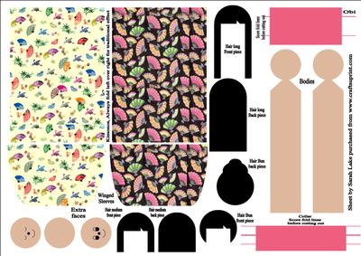 Kimono Paper Folded Doll Fans - CUP89309_27 | Craftsuprint