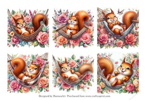 Cute squirrel collage sheet, card toppers, A4 sheet - CUP1293594_73451 ...