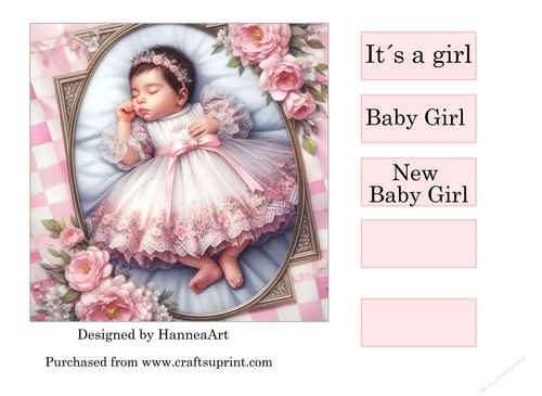 New baby girl quick card topper - CUP1293893_73451 | Craftsuprint