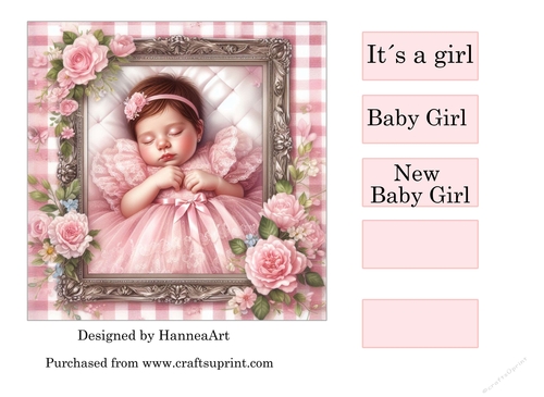 New baby girl quick card topper - CUP1293896_73451 | Craftsuprint