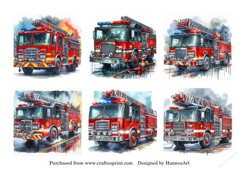 Firetruck collage sheet - CUP1294596_73451 | Craftsuprint