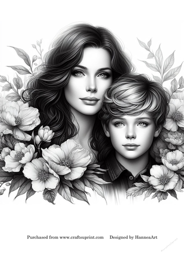 Mother and son coloring page - CUP1294779_73451 | Craftsuprint