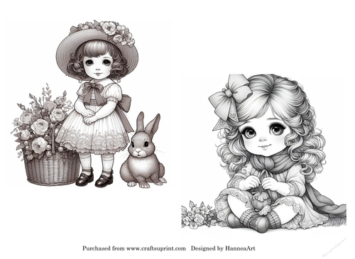 Little girl digital stamps - CUP1297379_73451 | Craftsuprint