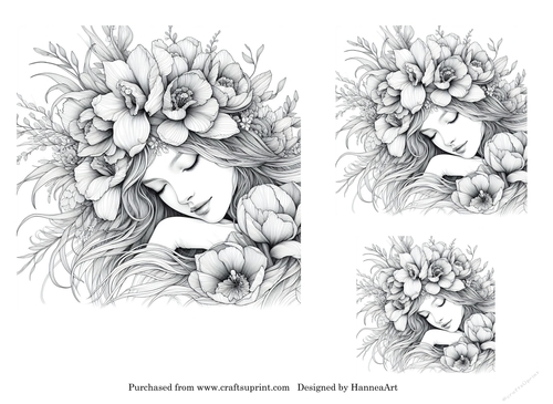 Flower girl digital stamps - CUP1297380_73451 | Craftsuprint