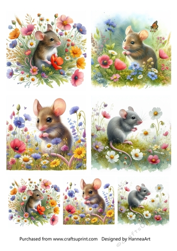 Cute mouse collage sheet - CUP1297432_73451 | Craftsuprint