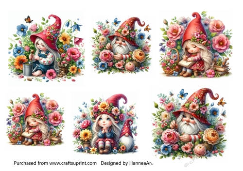 Gnome collage sheet - CUP1297635_73451 | Craftsuprint