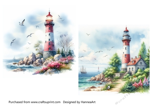 Lighthouse collage sheet - CUP1297636_73451 | Craftsuprint