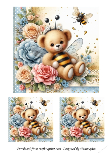 Cute teddy bear topper - CUP1297935_73451 | Craftsuprint