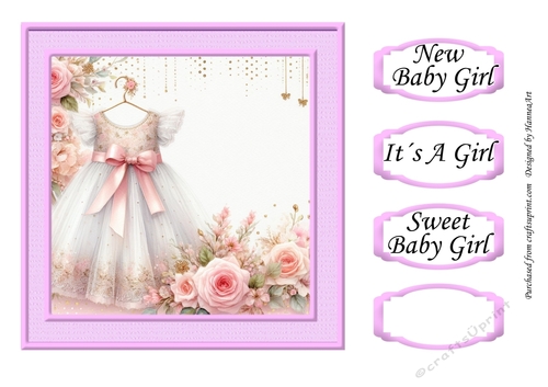 New baby girl quick card topper - CUP1298108_73451 | Craftsuprint