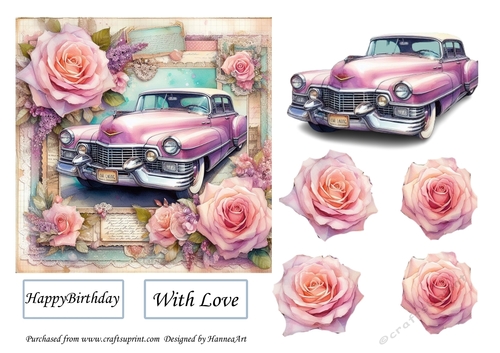 Vintage car card topper - CUP1299837_73451 | Craftsuprint