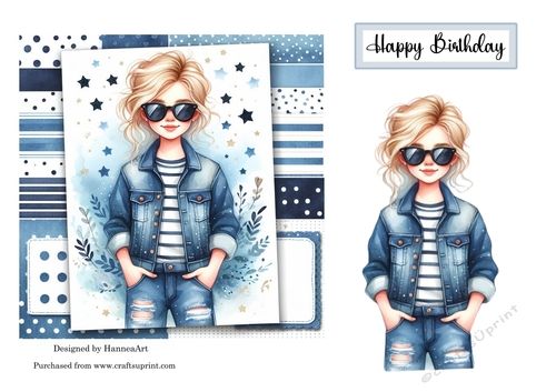 Birthday girl card topper - CUP1305250_73451 | Craftsuprint