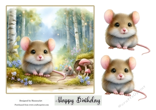 Cute mouse card topper - CUP1305656_73451 | Craftsuprint