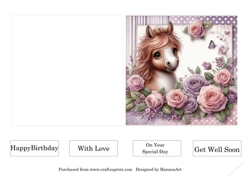 Pony cut and fold card - CUP1306509_73451 | Craftsuprint