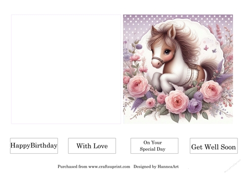 Pony cut and fold card - CUP1306511_73451 | Craftsuprint