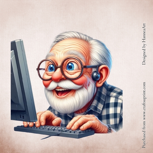 Grandpa and computer - CUP1316918_73451 | Craftsuprint