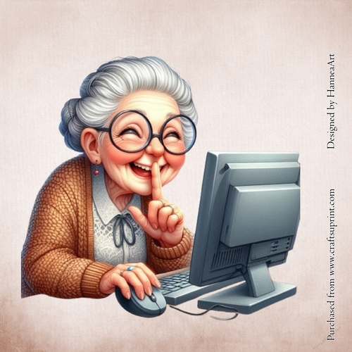 Grandma and computer - CUP1317003_73451 | Craftsuprint