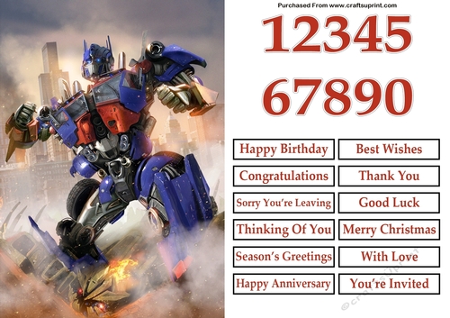 Transformers Optimus Prime A5 Quick Card - CUP801051_82225 | Craftsuprint