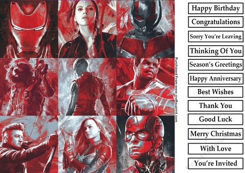 The Avengers End Game 8x8 Quick Card 2 - CUP961565_82225 | Craftsuprint