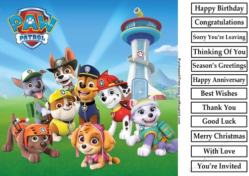 Paw Patrol 2 8x8 Quick Card - CUP962345_82225 | Craftsuprint