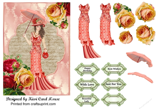 Vintage Floral Elegant Lady Decoupage Card Front - CUP948636_87679 ...