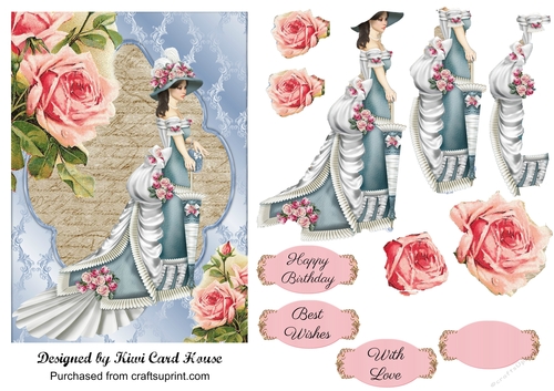 Vintage Lady Decoupage Card Front - CUP949125_87679 | Craftsuprint