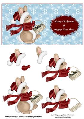 Merry Christmas Rabbit Step by Step - CUP163893_640 | Craftsuprint