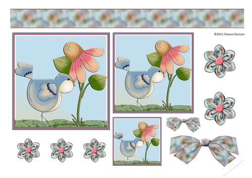 Home Tweet Home Topper Sheet - A4 - Bird pink flower - set 1 ...