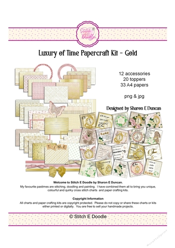 65 piece Papercraft/Digital Craft Kit - Luxury of Time Gold - Toppers ...