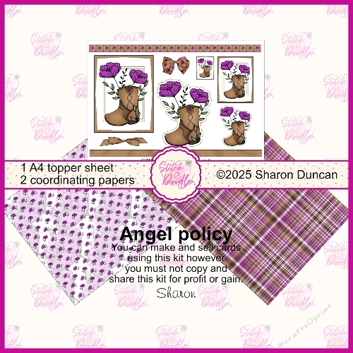 Western Boot with Flowers. Toppers and papers. 3 x A4 printable pages ...