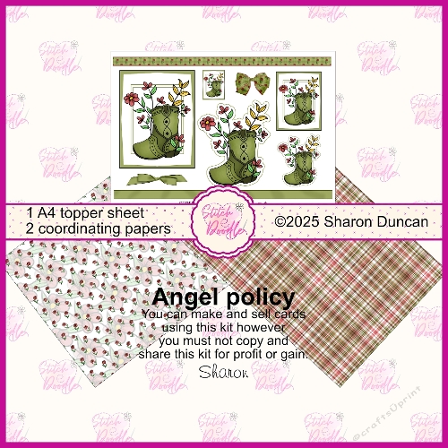 Western Boot with Flowers. Toppers and papers. 3 x A4 printable pages ...