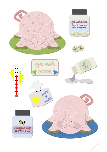 PIG TAILS - Funny Toppers - Get Well Soon - CUP784194_1834 | Craftsuprint