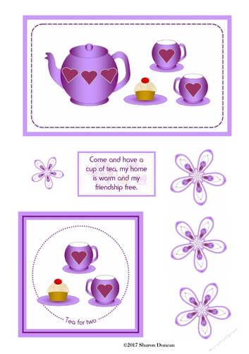 Tea For Two Topper Sheet - Purple - CUP803507_1834 | Craftsuprint