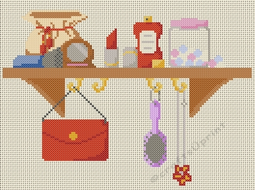On The Shelf Cross Stitch Chart - Bedroom - CUP879196_1834 | Craftsuprint