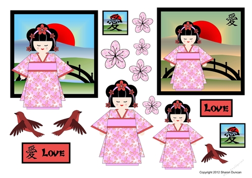 Kanji Kisses Oriental Topper Sheet and A4 Backing Paper - LOVE ...