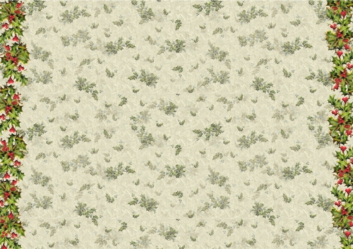 VINTAGE CHRISTMAS BACKING PAPER A4 - Holly Border - Natural - CUP943716 ...