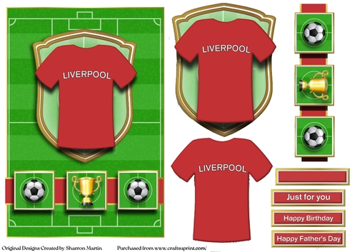 A5 Liverpool Football Design - Card Front, Topper, Decoupage ...